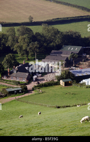 Overlooking a typical Exmoor farm in the Oare Valley on the Devon ...