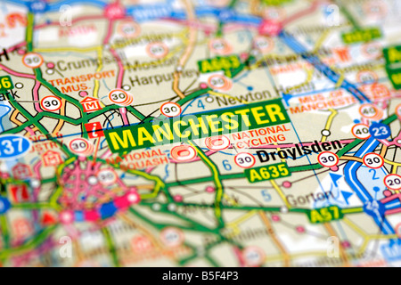 Road Map of Manchester,England Stock Photo - Alamy