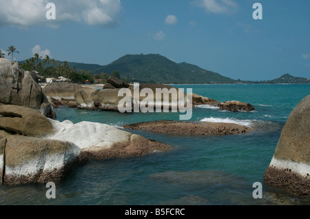 Rock formation looking back to Lamai beach Koh Samui Thailand Stock ...