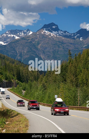 Car on North Cascades Highway Route 20 in North Cascades National Park ...