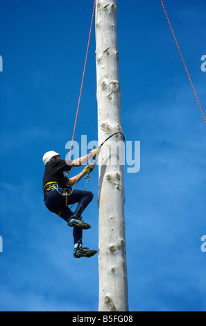 A man demonstrates pole climbing at The Great Yorkshire Show 2008 ...