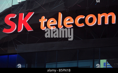 SK Telecom sign at the Korean telecom company office in Silicon Valley ...