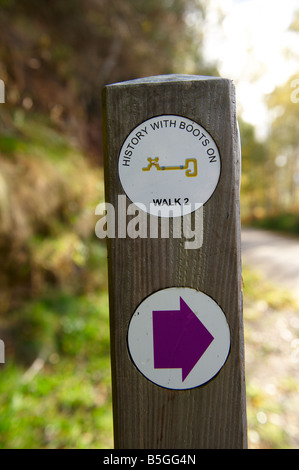 Sign for the Deeside Way path in Aberdeenshire, Scotland, UK. A former ...