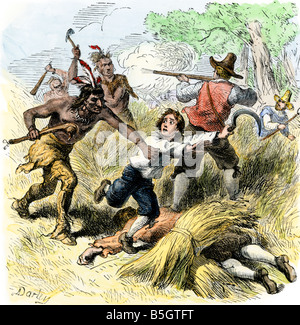 Battle during King Philips War, colonial America Stock Photo - Alamy