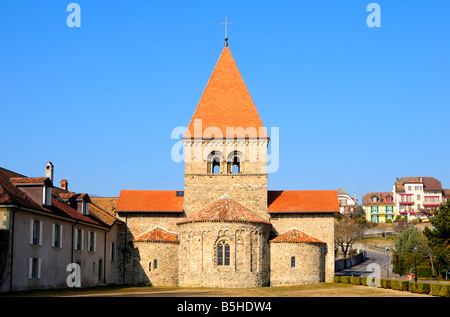 Romanesque church Saint-Sulpice with a triple apses, St-Sulpice, Canton ...