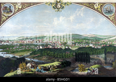 An illustration of an aerial map of Bridgeport, Connecticut, USA Stock ...