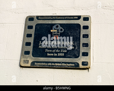 J Arthur Rank plaque, Robin Hood's Bay Stock Photo - Alamy