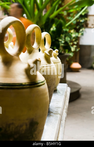 Jar with sangria, typical Spanish drink, along with some of the fruits ...