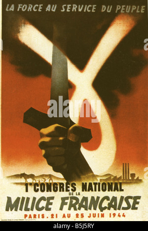 Vichy government. Propaganda poster for the National Popular Rally 1941 ...