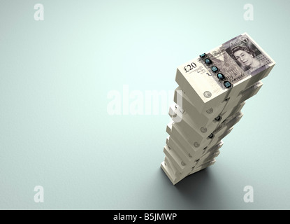 MONEY Stack of UK Sterling £20 Pound Notes. Concept. White background ...