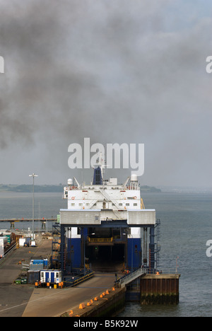 Stena Line Ro-Ro lorry ferry loading cargo at Harwich International ...