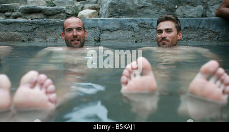 Tatopani hot springs annapurna nepal Stock Photo - Alamy
