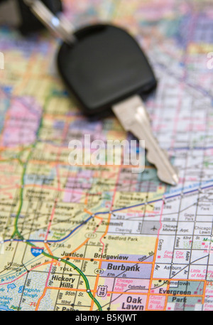 car key on a road map of California Stock Photo - Alamy