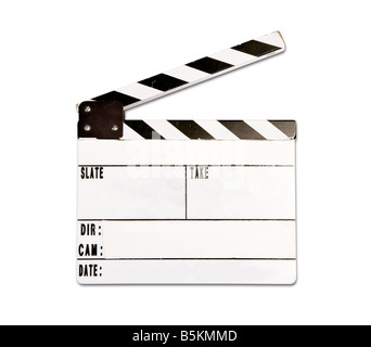Real clap board with wear and tear isolated on white background Stock ...