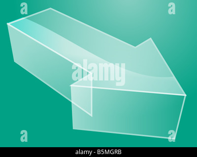 Illustration of a 3d translucent arrow pointing right Stock Photo - Alamy