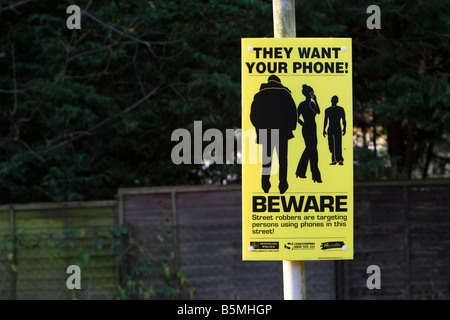 England, London, Crime Prevention Street Sign Stock Photo - Alamy