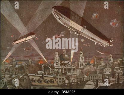 9 1914 0 0 A8 2 Zeppelins above London Schmid Hamburg First World War ...