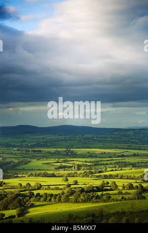 Pastoral Fields and Distant Castle Ruin Near Clonea, Viewed from ...