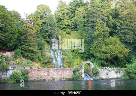 Corby Castle and gardens from the river Eden, Wetheral, Carlisle ...