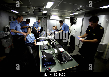 Command center interior on navy warship. Army military equipment ...