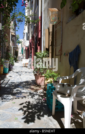 Greece Crete Hania street scene horse carriages Stock Photo - Alamy