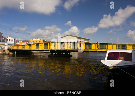 BELIZE CITY BELIZE The swing bridge on Haulover Creek in the center of ...