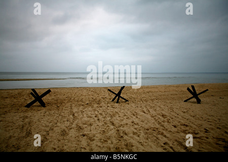 German Tank Trap Hedgehog on Omaha Beach site of the famous D Day ...