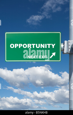 A green traffic sign with the word opportunity on it Stock Photo - Alamy