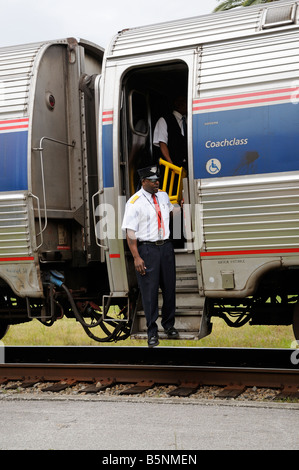 Amtrak railroad conductor Stock Photo - Alamy