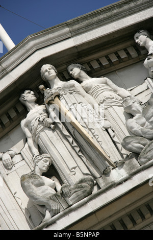 City of Nottingham, England. The frieze carvings and clock dome above ...