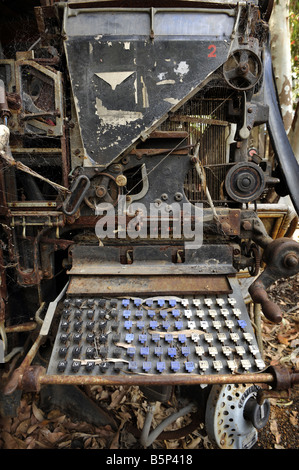 The keyboard of an old Linotype machine Stock Photo - Alamy