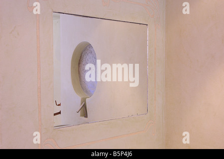 Interior, bathroom with traditional Moroccan plaster walls technique ...