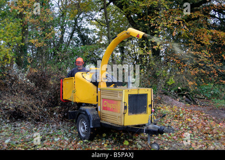 WOOD CHIPPER IN OPERATION Stock Photo - Alamy