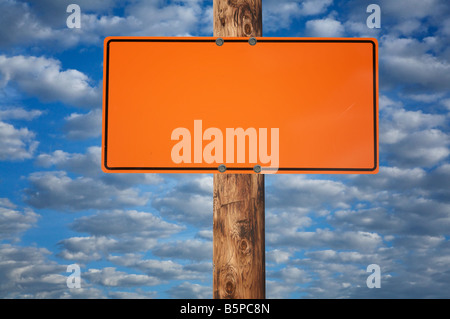 blank rectangle orange construction sign Stock Photo - Alamy