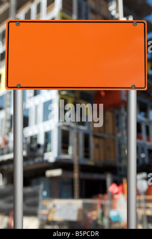 blank rectangle orange construction sign Stock Photo - Alamy