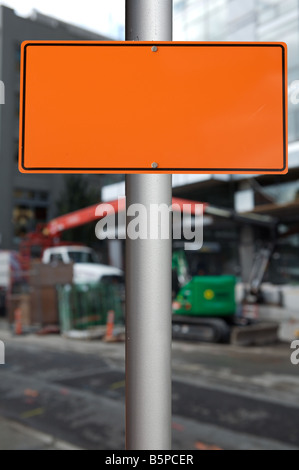 blank rectangle orange construction sign Stock Photo - Alamy