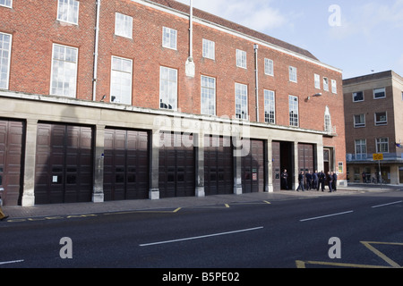 Norwich City Fire Station with Firefighters standing to attention for ...