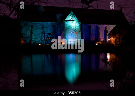 Tithe Barn at Abbotsbury Floodlit at Night, Dorset, England, UK ...