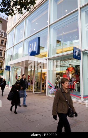 Front of the GAP store on Oxford Street with brand logo and rainbow ...