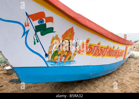 Fishing boat on Kalapet beach near Pondicherry India Stock Photo - Alamy