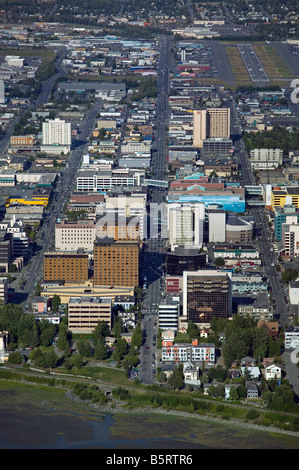 Alaska Alaskan Anchorage city skyline view,tall downtown buildings ...