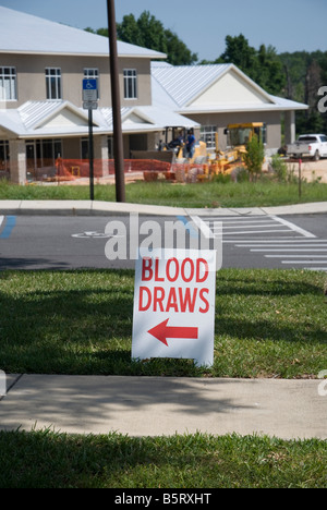 sign for blood drawing at laboratory in shopping center North Florida ...