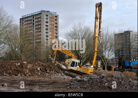 Partly demolished tower blocks in Birmingham West Midlands England UK ...
