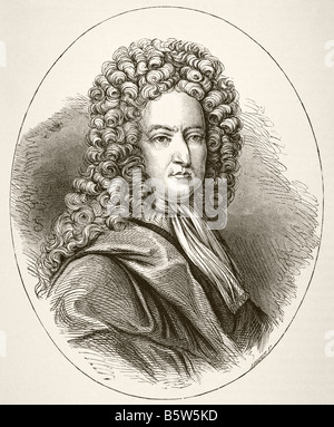 Daniel Defoe, 1660 -1731. English novelist and journalist, seen here ...