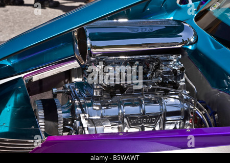 Hot rod supercharged V8 engine Stock Photo - Alamy