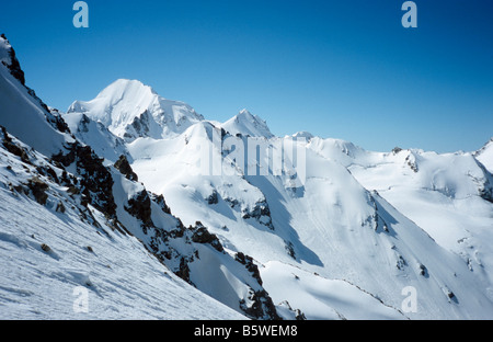 caucasus mountains high mountain peaks covered with snow and with ...