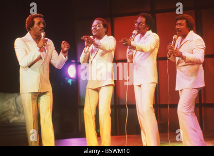 FOUR TOPS US vocal group with Brian Epstein at the Saville Theatre ...