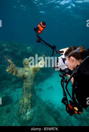 Scuba diver and Christ Statue, Key Largo, Florida Stock Photo - Alamy