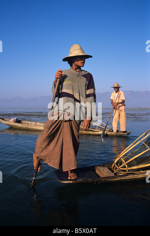 Leg Rowing Fishermen, Lake Inle, Shan State, Myanmar Stock Photo - Alamy