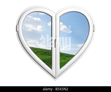 White heart shaped PVC window cutout Stock Photo - Alamy